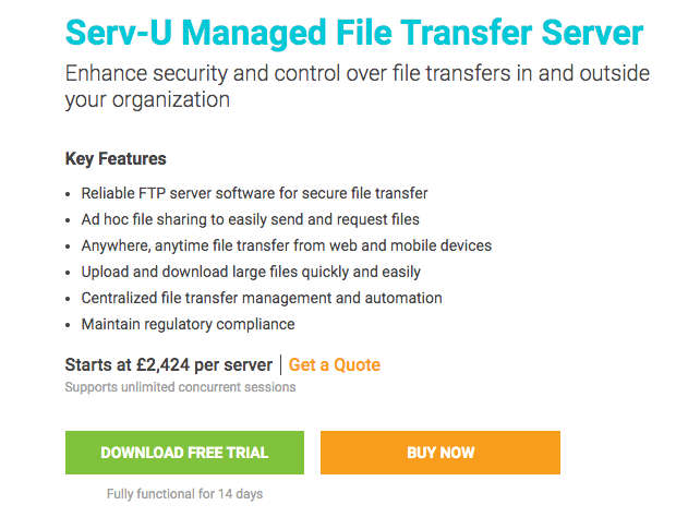 Solarwinds Serv-U MFT Server review by James Lewis